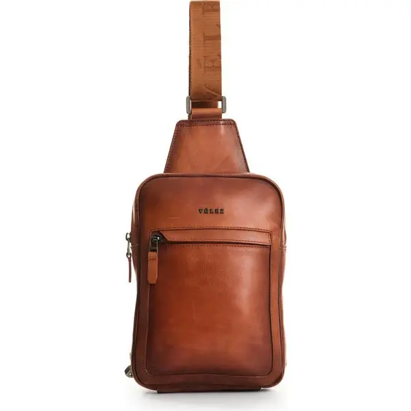 VELEZ Full Grain Leather Crossbody Bag - Brown