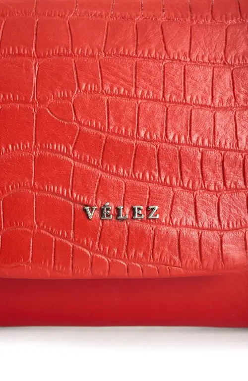 VELEZ Leather Croc-embossed Crossbody Bag