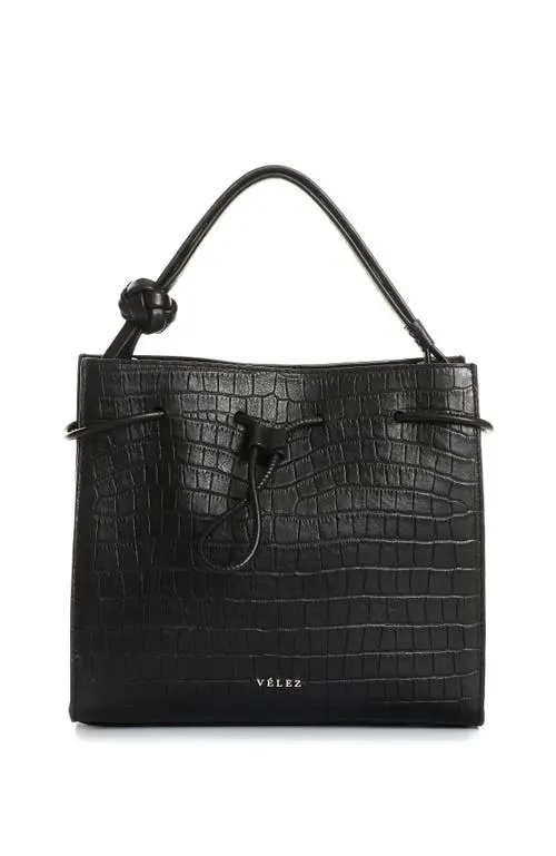 VELEZ Aromia Embossed Leather Bowling Bag - Black
