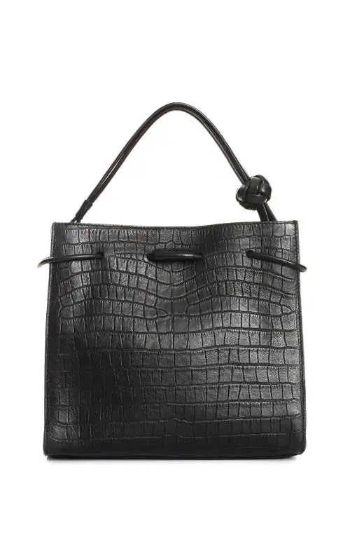 VELEZ Aromia Embossed Leather Bowling Bag - Black