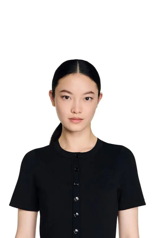 Sandro Fitted Peplum Knit Maxi Dress