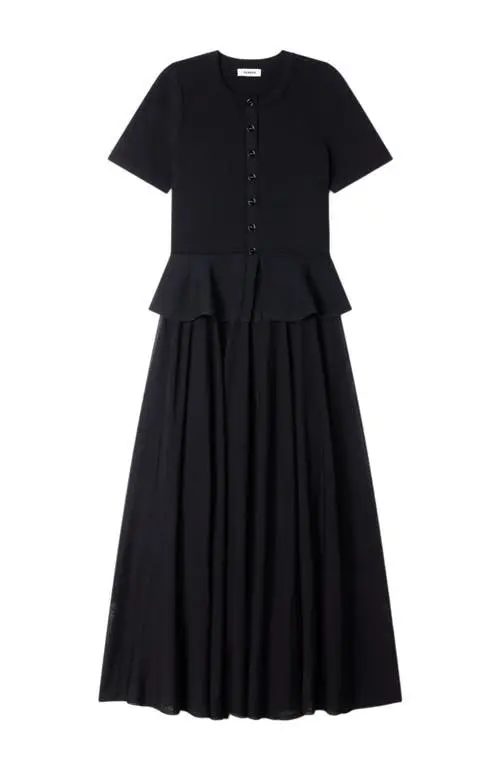 Sandro Fitted Peplum Knit Maxi Dress