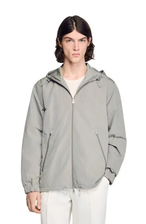 Sandro Technical Hooded Zip-up Jacket - Aluminum