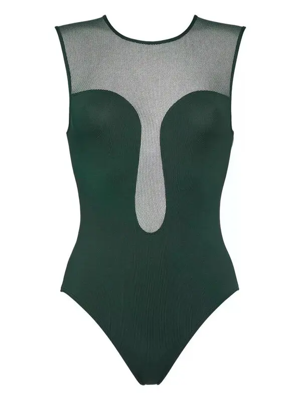 ERES One-piece Swimsuit With Mesh Paneling - Green
