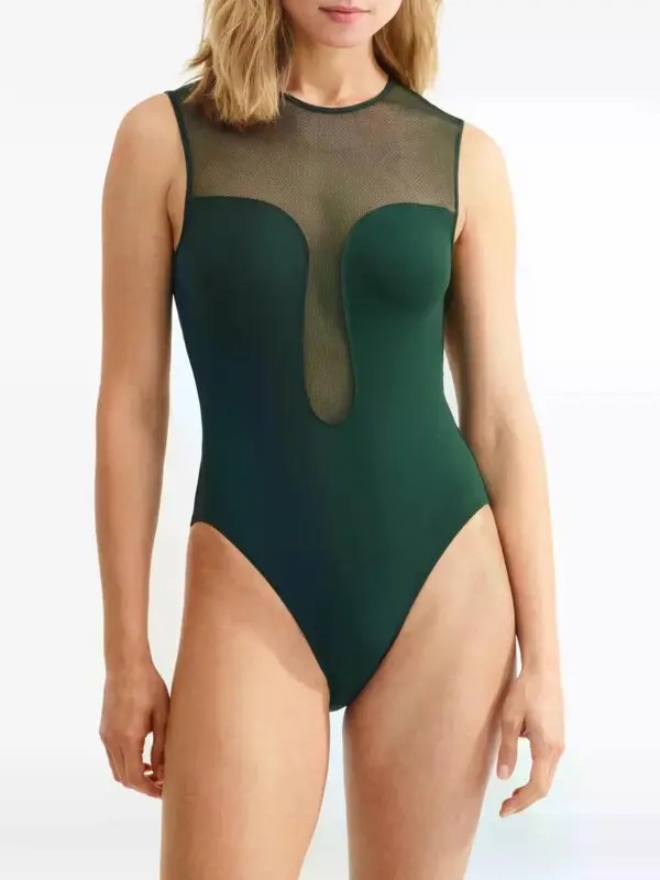 ERES One-piece Swimsuit With Mesh Paneling - Green