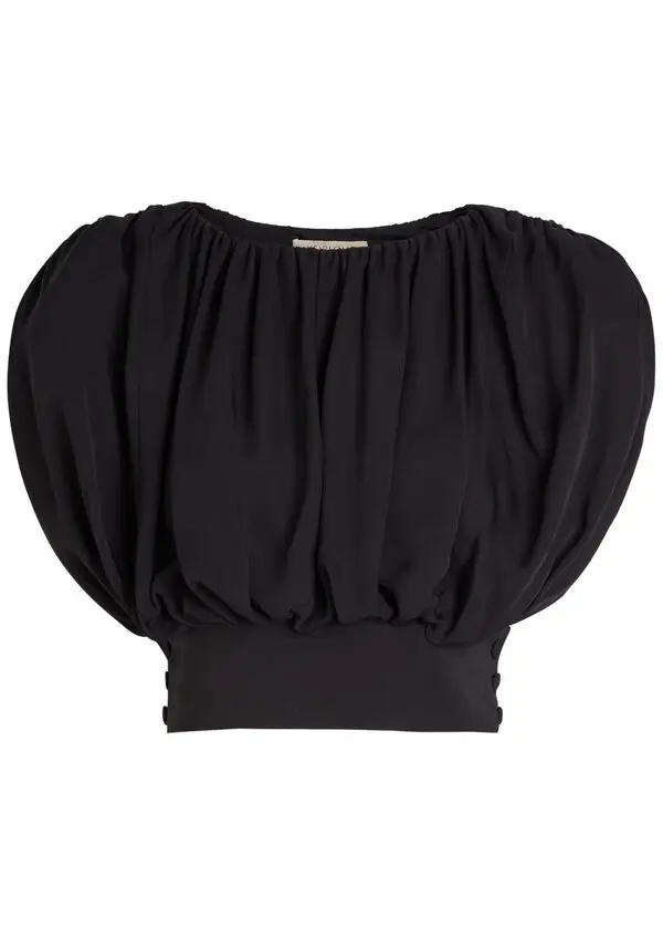 HEIRLOME Draped Silk Crop Top - Black