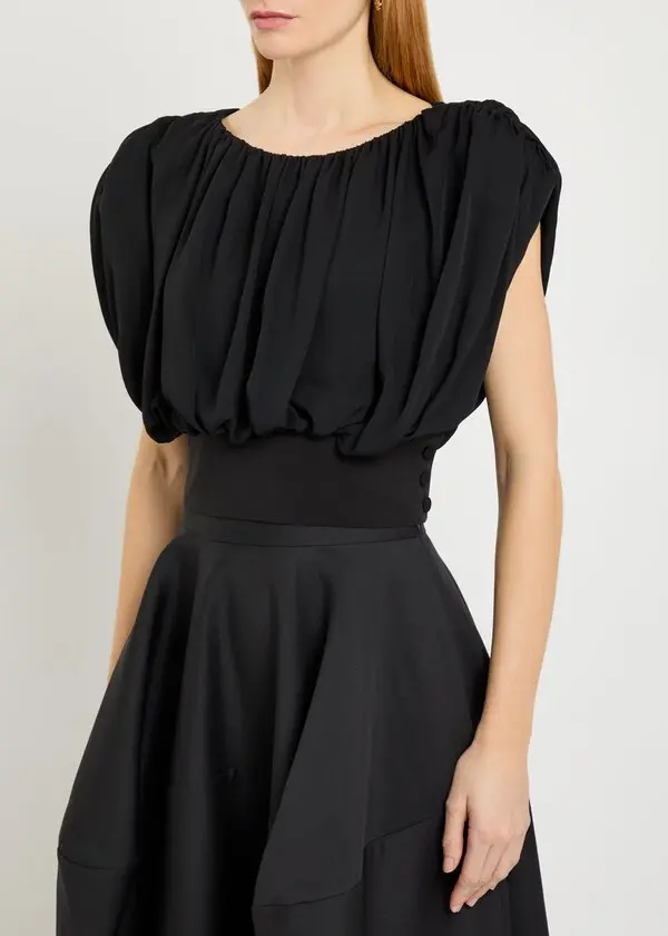 HEIRLOME Draped Silk Crop Top - Black