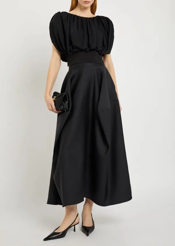 HEIRLOME Draped Silk Crop Top - Black