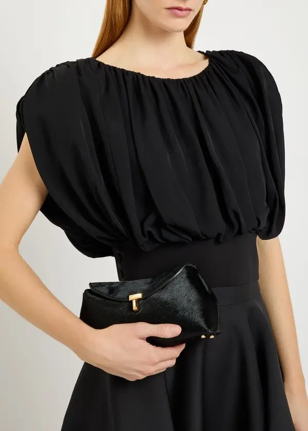 HEIRLOME Draped Silk Crop Top - Black
