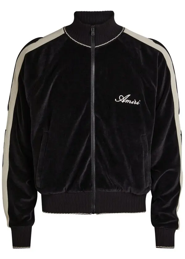 Amiri Bones Appliquéd Velour Track Jacket
