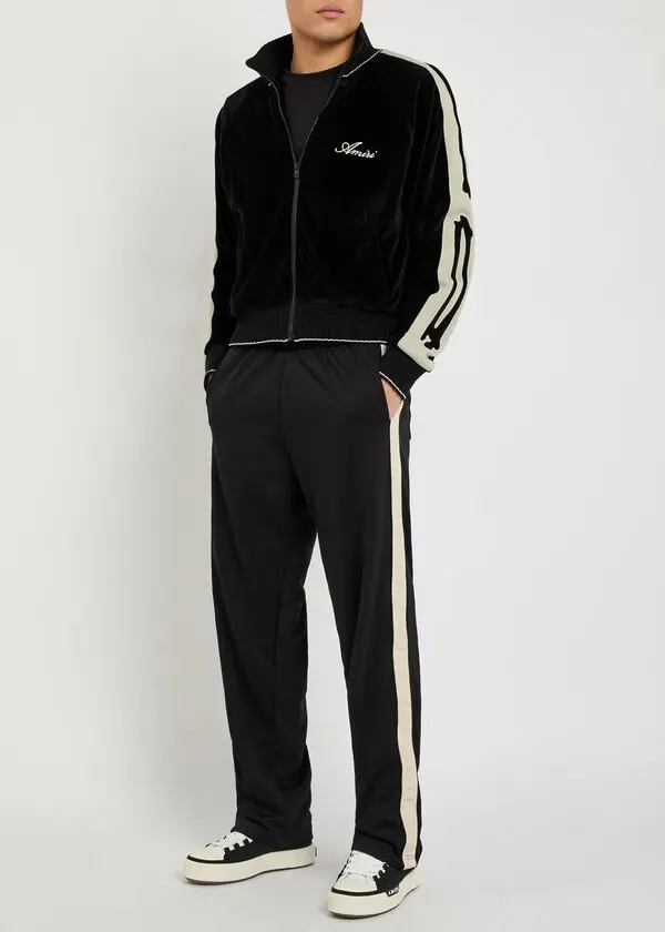 Amiri Bones Appliquéd Velour Track Jacket