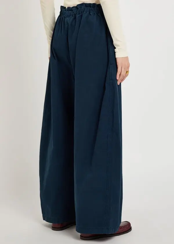 Polo Ralph Lauren Cotton-poplin Barrel-leg Trousers - Navy