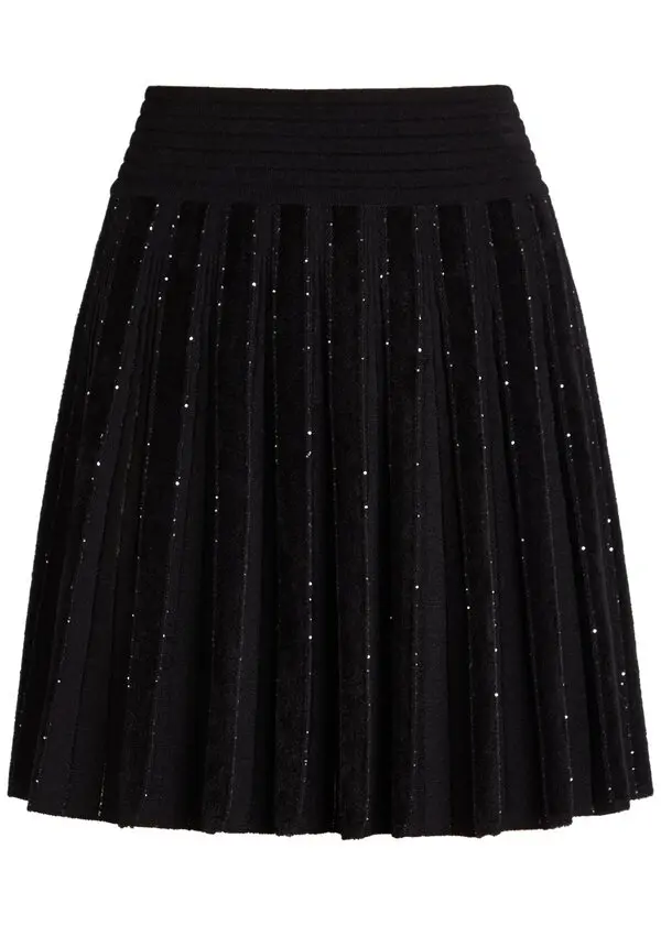 Balmain Sequin-embellished Stretch-knit Mini Skirt