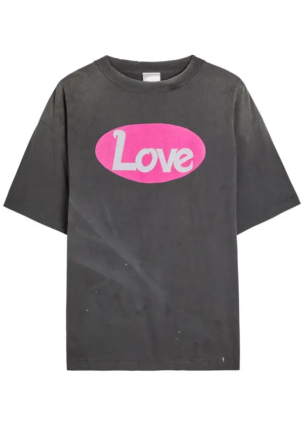 SAINT MXXXXXX Love Printed Cotton T-shirt - Black