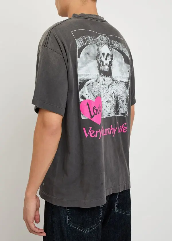 SAINT MXXXXXX Love Printed Cotton T-shirt - Black