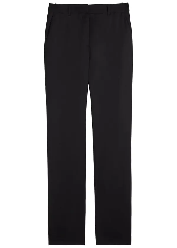 HEIRLOME Flared-leg Stretch-wool Trousers - Black