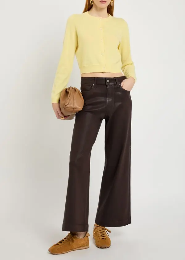 Paige Coated Wide-leg Jeans - Brown