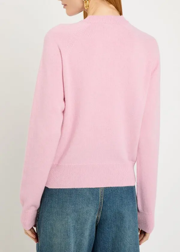 Balmain Embellished Wool And Cashmere-blend Jumper - Rose