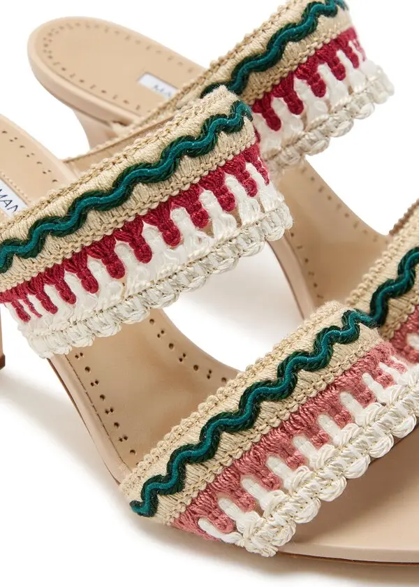 Manolo Blahnik Mabecomu 90 Woven-strap Leather Sandals - Multicoloured