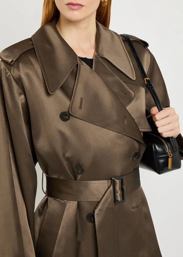 HEIRLOME Maggie Double-breasted Silk Trench Coat