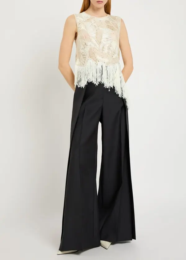 HEIRLOME Tove Split Wide-leg Wool-blend Trousers