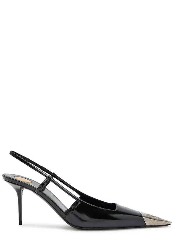 Saint Laurent Jeanne 75 Patent Leather Slingback Pumps - Black