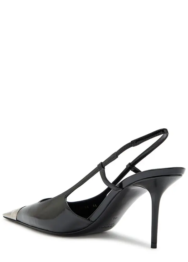 Saint Laurent Jeanne 75 Patent Leather Slingback Pumps - Black
