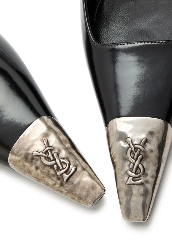 Saint Laurent Jeanne 75 Patent Leather Slingback Pumps - Black