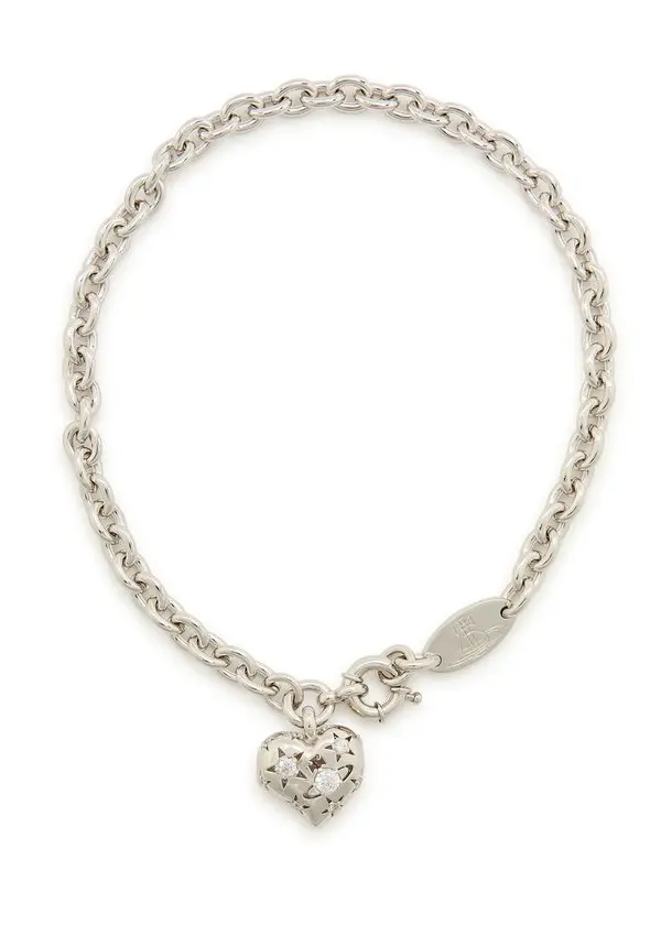 VIVIENNE WESTWOOD Lee Crystal-embellished Heart-pendant Necklace - Silver