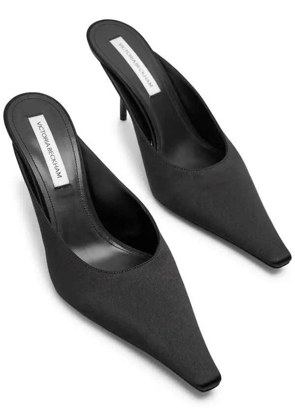 Victoria Beckham Sloan 75 Satin Mules - Black