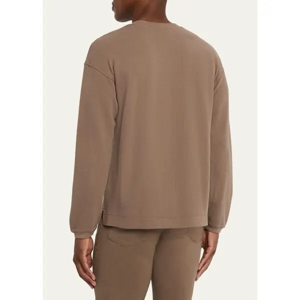 FRAME Cotton Waffle Textured Long-sleeve T-shirt - Brown