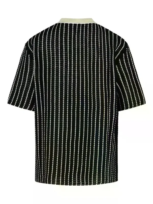 JIL SANDER Crochet Striped T-shirt - Black