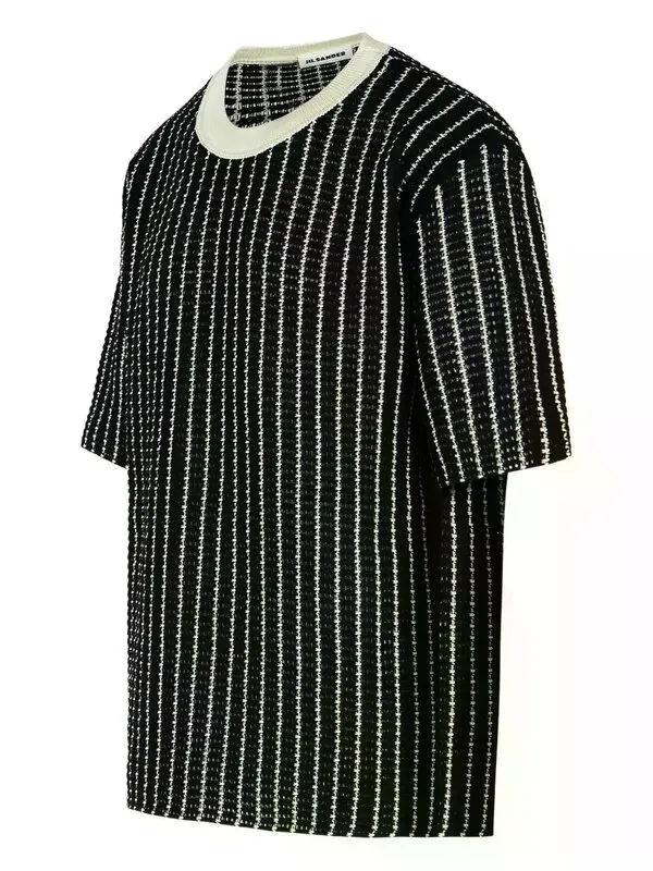 JIL SANDER Crochet Striped T-shirt - Black