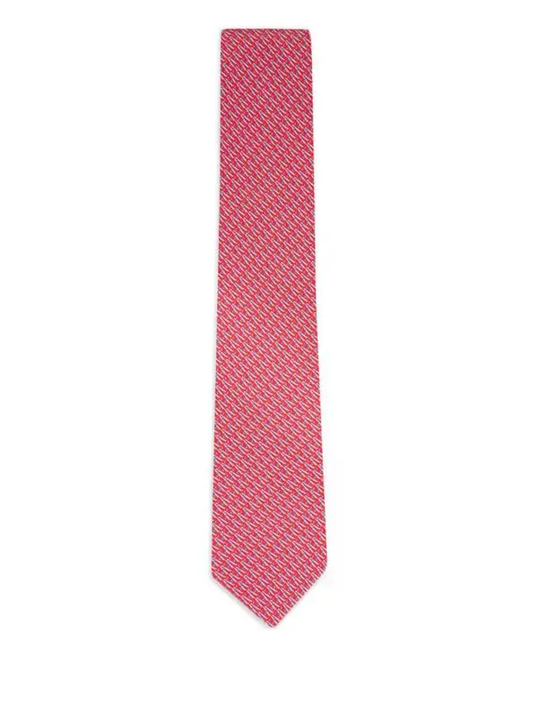 FERRAGAMO Patterned Silk Neck Tie - Red