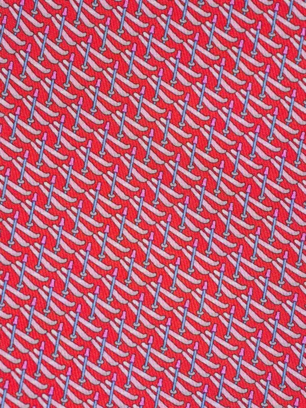 FERRAGAMO Patterned Silk Neck Tie - Red