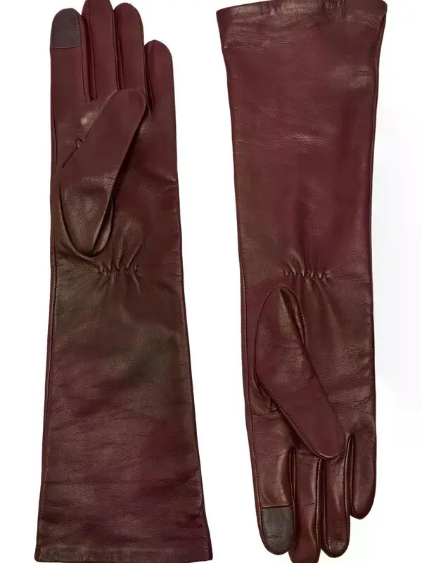 HANDSOME STOCKHOLM Long Lined Leather Gloves - Red