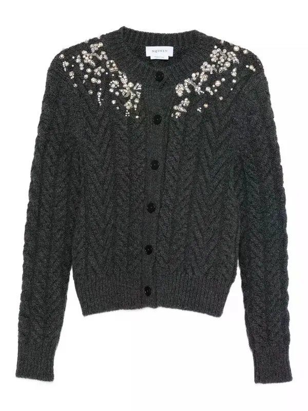 Alexander McQueen Cable-knit Cardigan With Crystal Embellishments