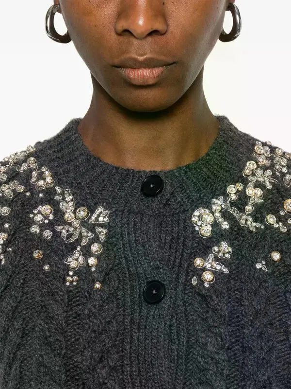 Alexander McQueen Cable-knit Cardigan With Crystal Embellishments