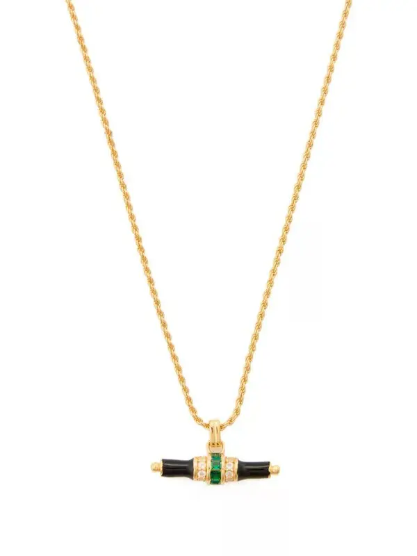 LAURA VANN Bridget Enamel T-bar Necklace - Gold
