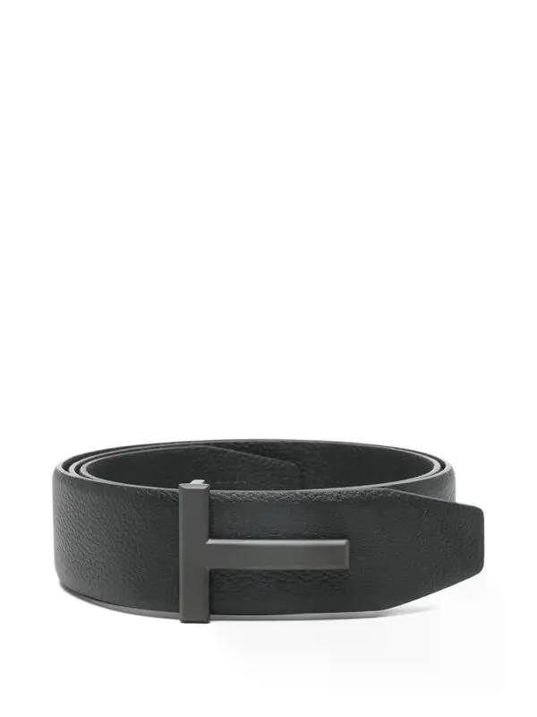 TOM FORD Grained-leather Logo Buckle Belt - Black