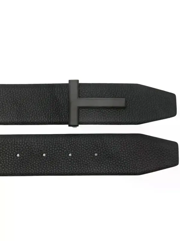 TOM FORD Grained-leather Logo Buckle Belt