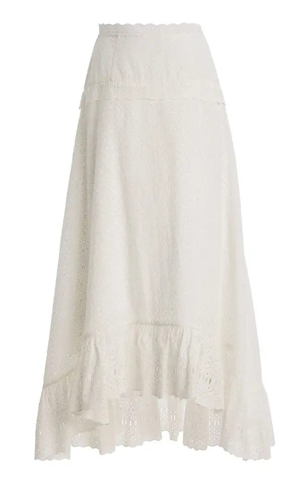 Ulla Johnson Violetta Eyelet Cotton Skirt - White