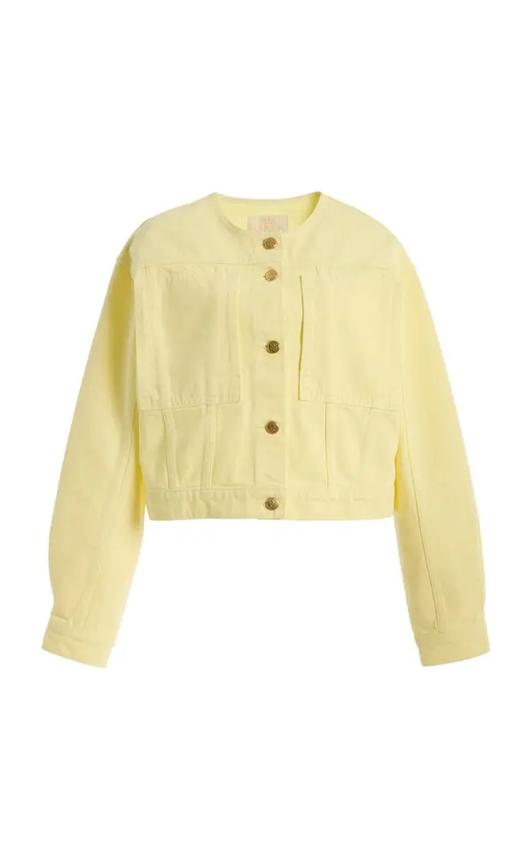 Ulla Johnson The Briar Collarless Denim Jacket - Yellow