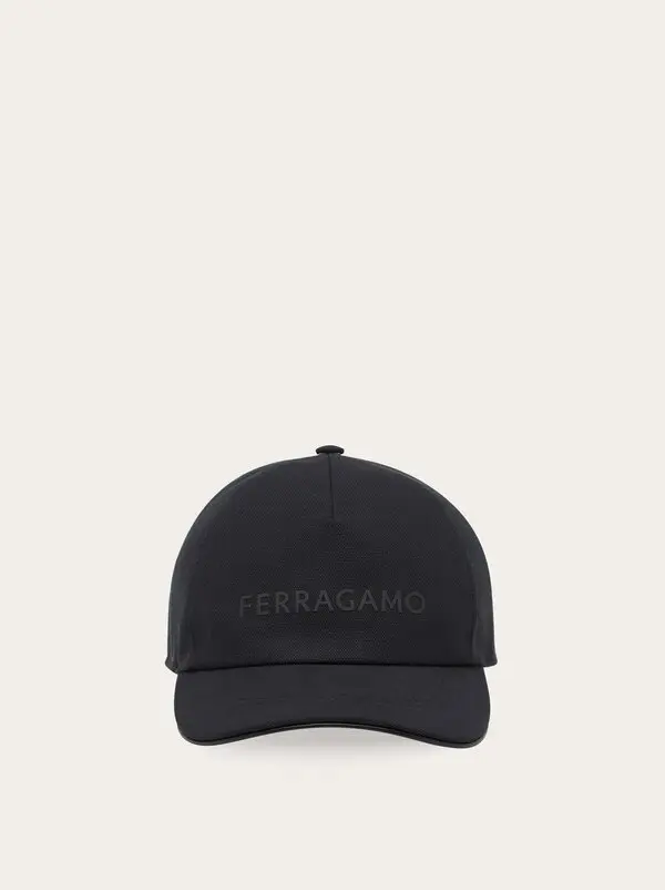 FERRAGAMO Baseball Cap With Signature - Black