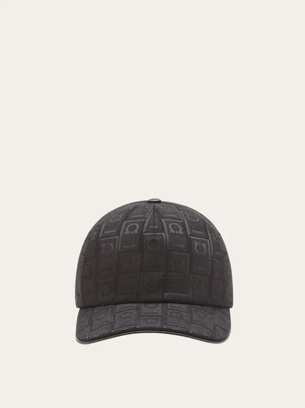 FERRAGAMO Baseball Cap With Gancini Monogram - Black