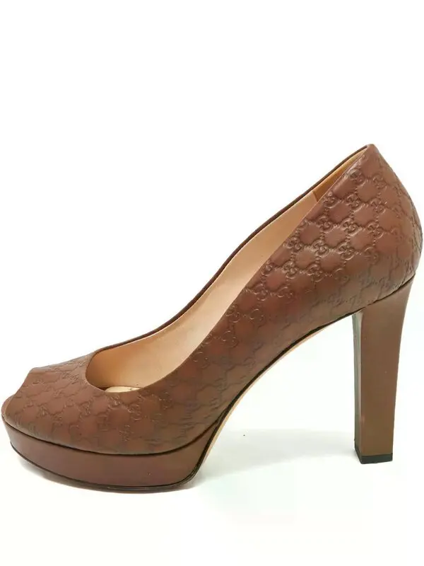Gucci Ssima Peep-toe Platform Pumps - Brown