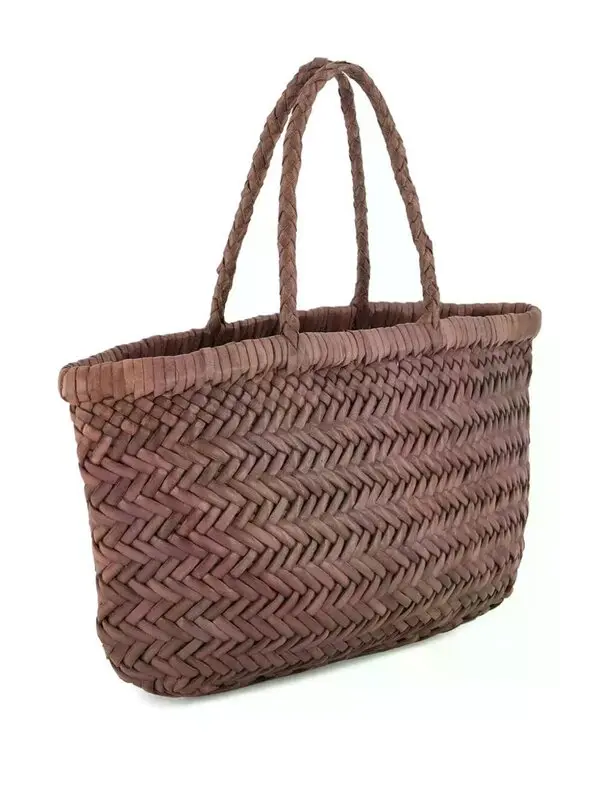 Dragon Diffusion Herringbone Weave Leather Tote - Brown