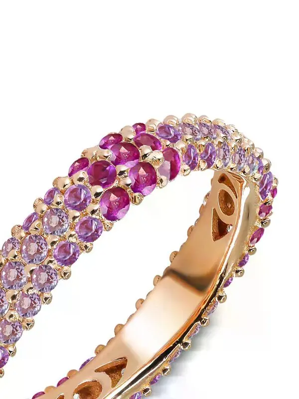 FULLORD 18k Rose Gold Eternity Diamond Ring - Pink