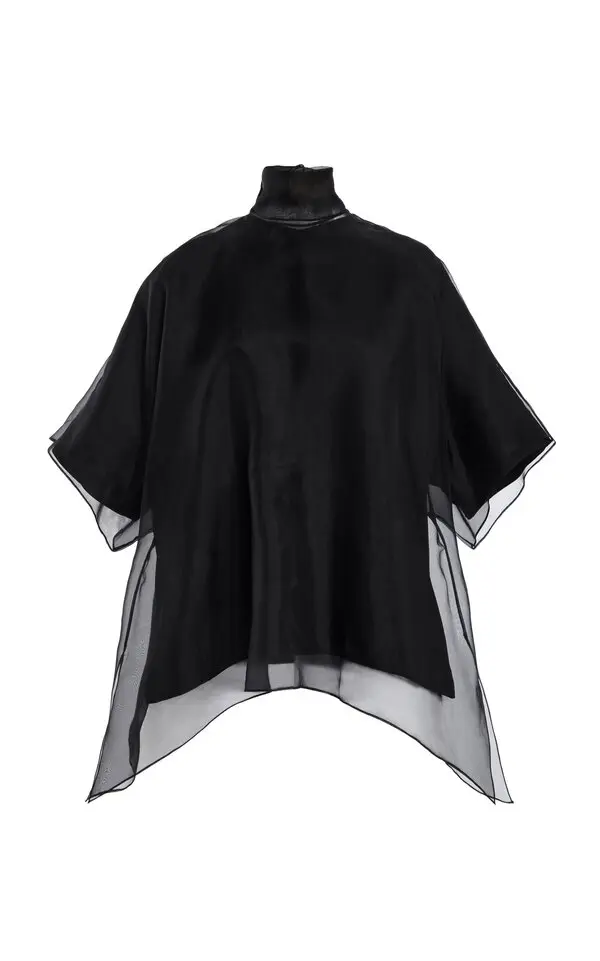 Brandon Maxwell Cali Tie-neck Silk-organza Blouse - Black