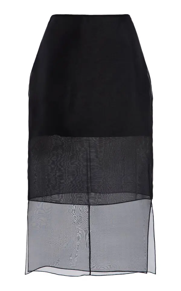 Brandon Maxwell The Brett Sheer-overlay Silk Midi Skirt - Black